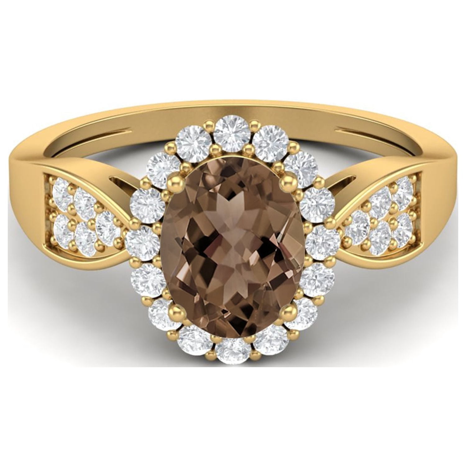 8X6mm Oval Smoky Quartz 925 Sterling Silver Gold Vermeil Solitaire ...
