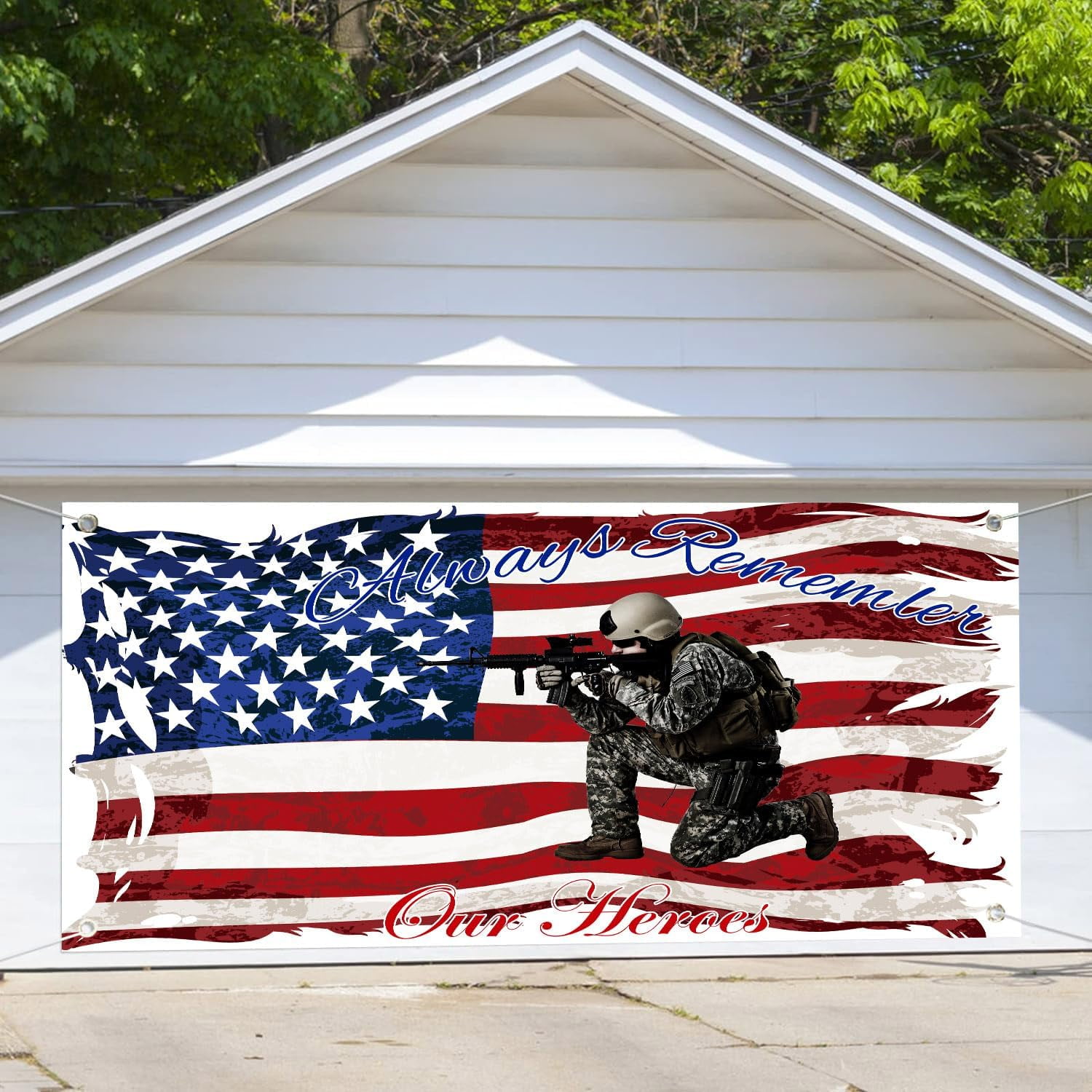 8X7 ft Veterans Memorial National Day America Garage Door Decorations ...