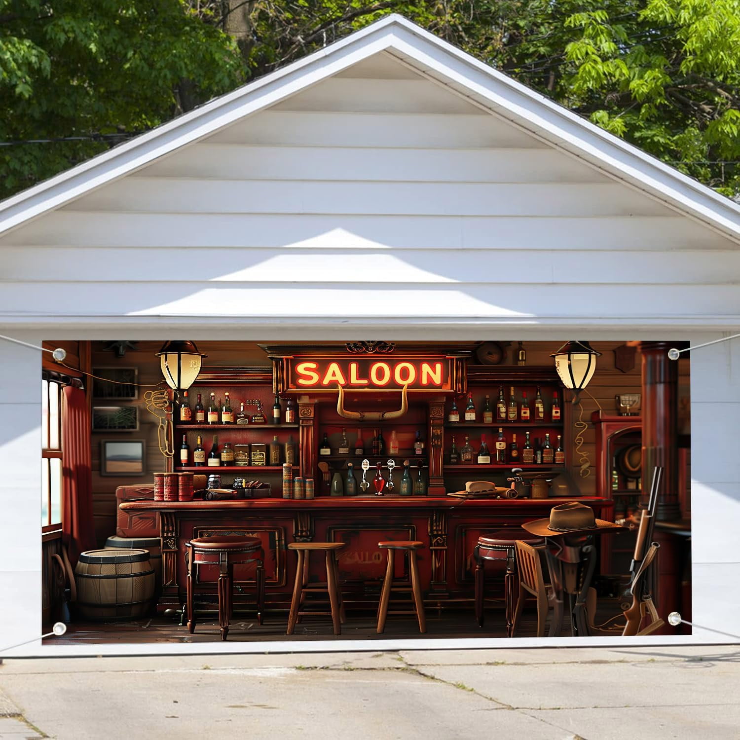8X7 ft Western Cowboy Bar Garage Door Background Nightclub Pub Bar ...