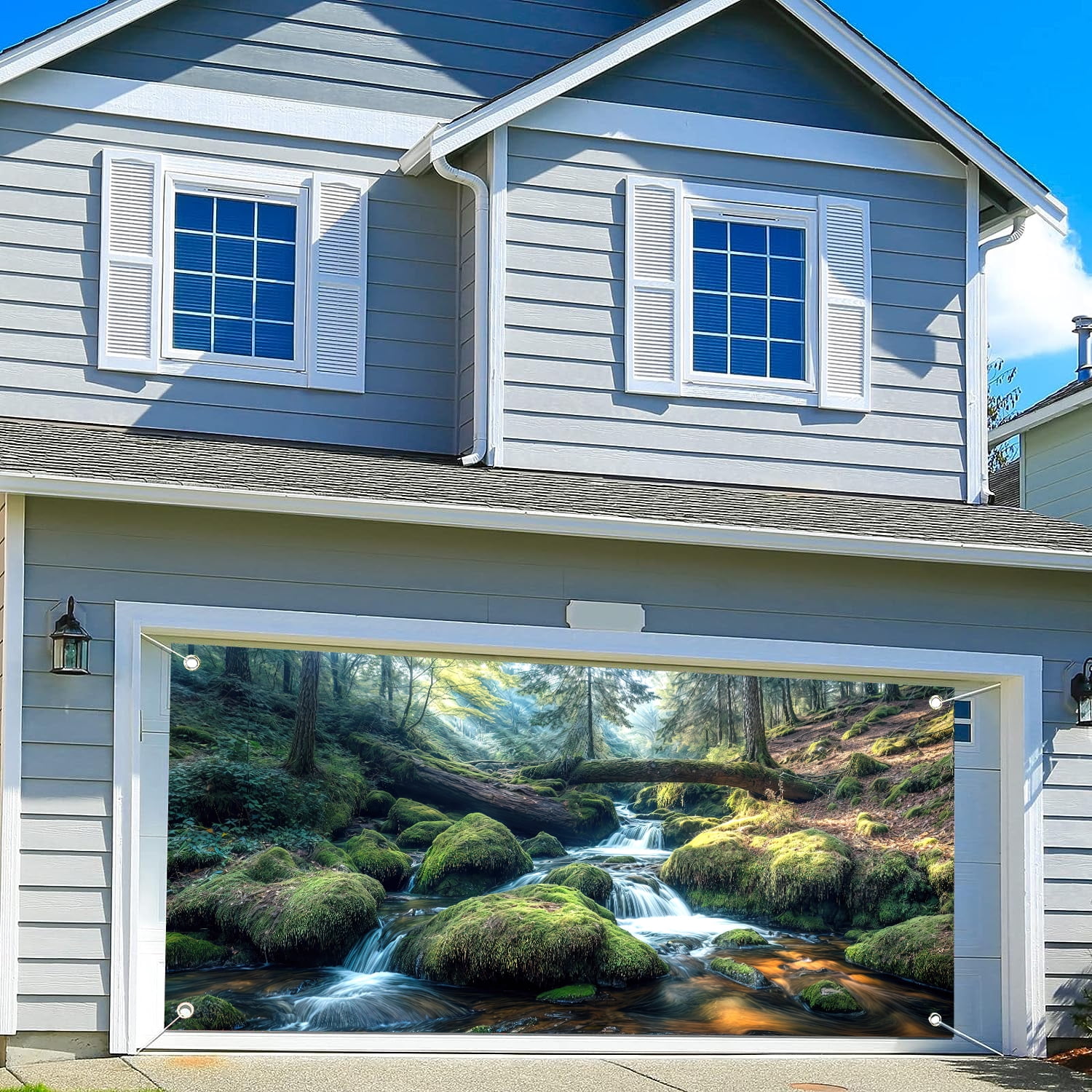 8X7FT Forest Waterfall Garage Door Decorations Nature Scenery Garage ...