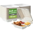 [8X8 3-Compartment 75-Pack Bio Natural Clamshell Take Out Food ...