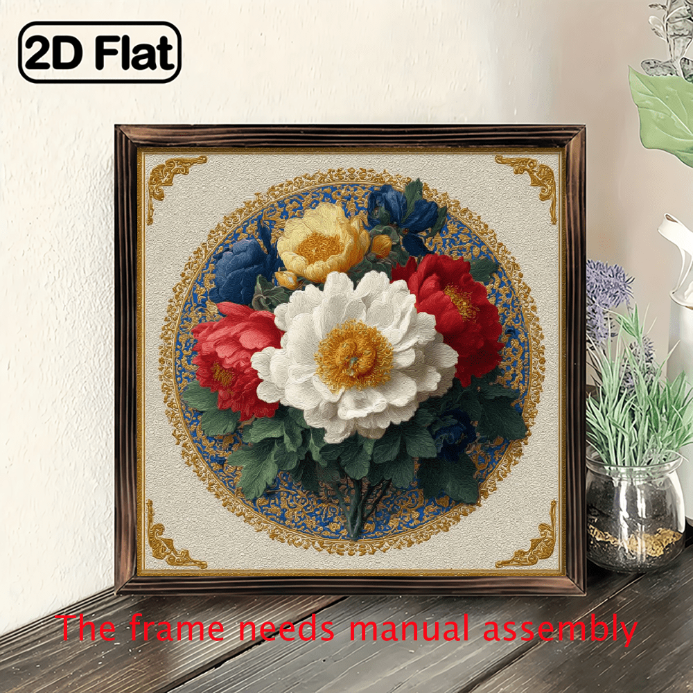 8X8 Inch 2D Flat Canvas Images with Wooden Frames for Bedroom Wall ...
