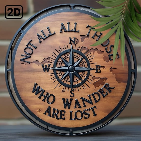 8X8 Inch Faux Laser-Cut Aluminum Wall Art - Compass And Map Design ...