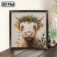 8X8 Inch Wooden Framed Sign Featuring a Rustic Highland Cow Adorned ...