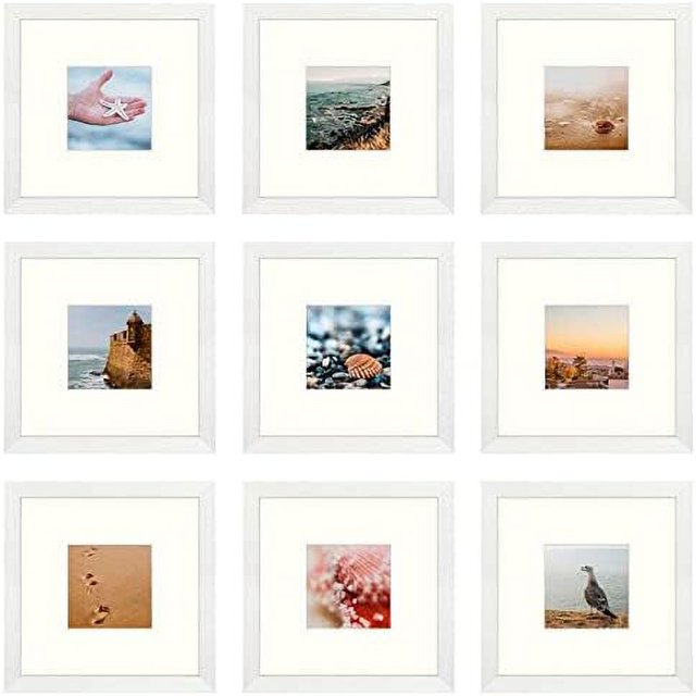 , 8X8 Square Picture Frame With Ivory Mat For 4X4 Photos, Table Top ...