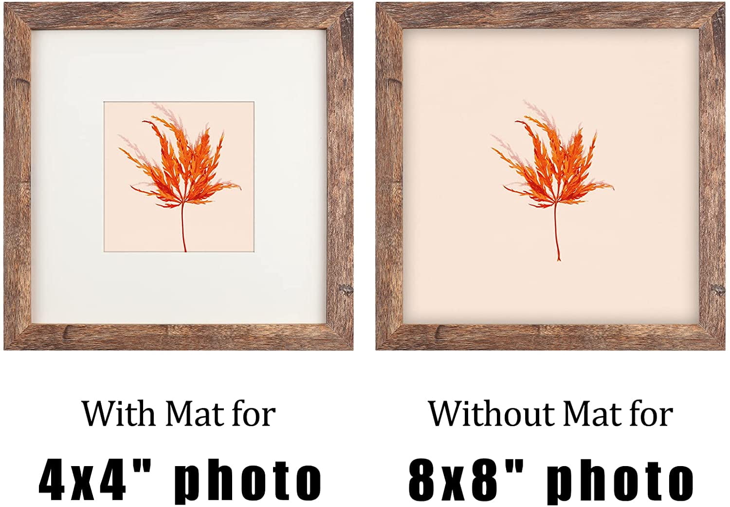 8X8 Square Picture Frames Set Of 4 Rustic Wood Grain Photo Frame For ...