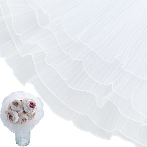 8Yds White Flower Wrapping Mesh Paper Ruffle Wrinkled Translucent Wavy ...