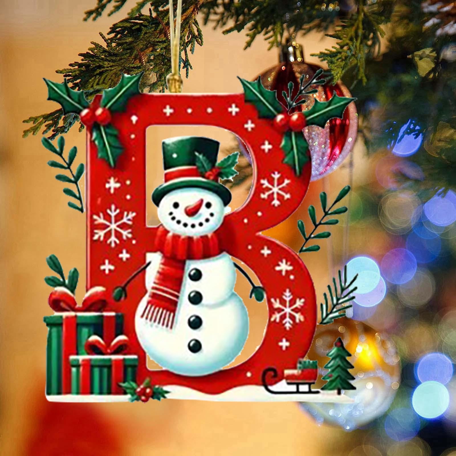 8cm Acrylic Alphabet Christmas Ornaments - 26-Piece DIY Letter Pendants ...