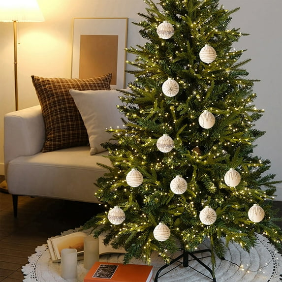 8cm Christmas Balls Set of 4, Flock Material for Christmas Tree Hanging ...