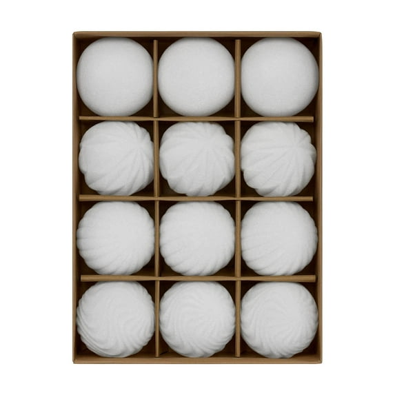 8cm Flocked Christmas Ornaments Dark Velvet Christmas Tree Balls Set of ...