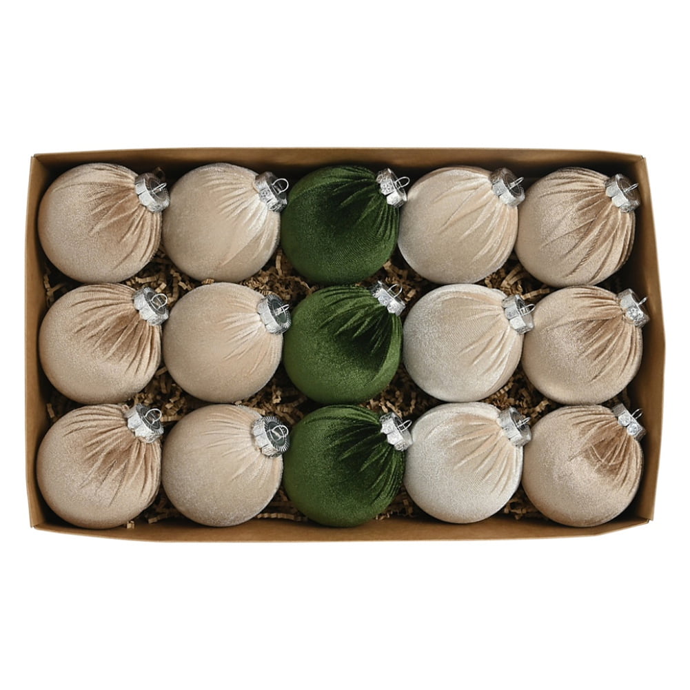 WBQ 8cm Velvet Christmas Ball Ornaments, 15pcs Shatterproof Holiday ...