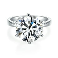 Bow Jewelry 1 Ct Round Cut Moissanite Ring - 14K White Gold Plated Asymmetrical Loop Design ...