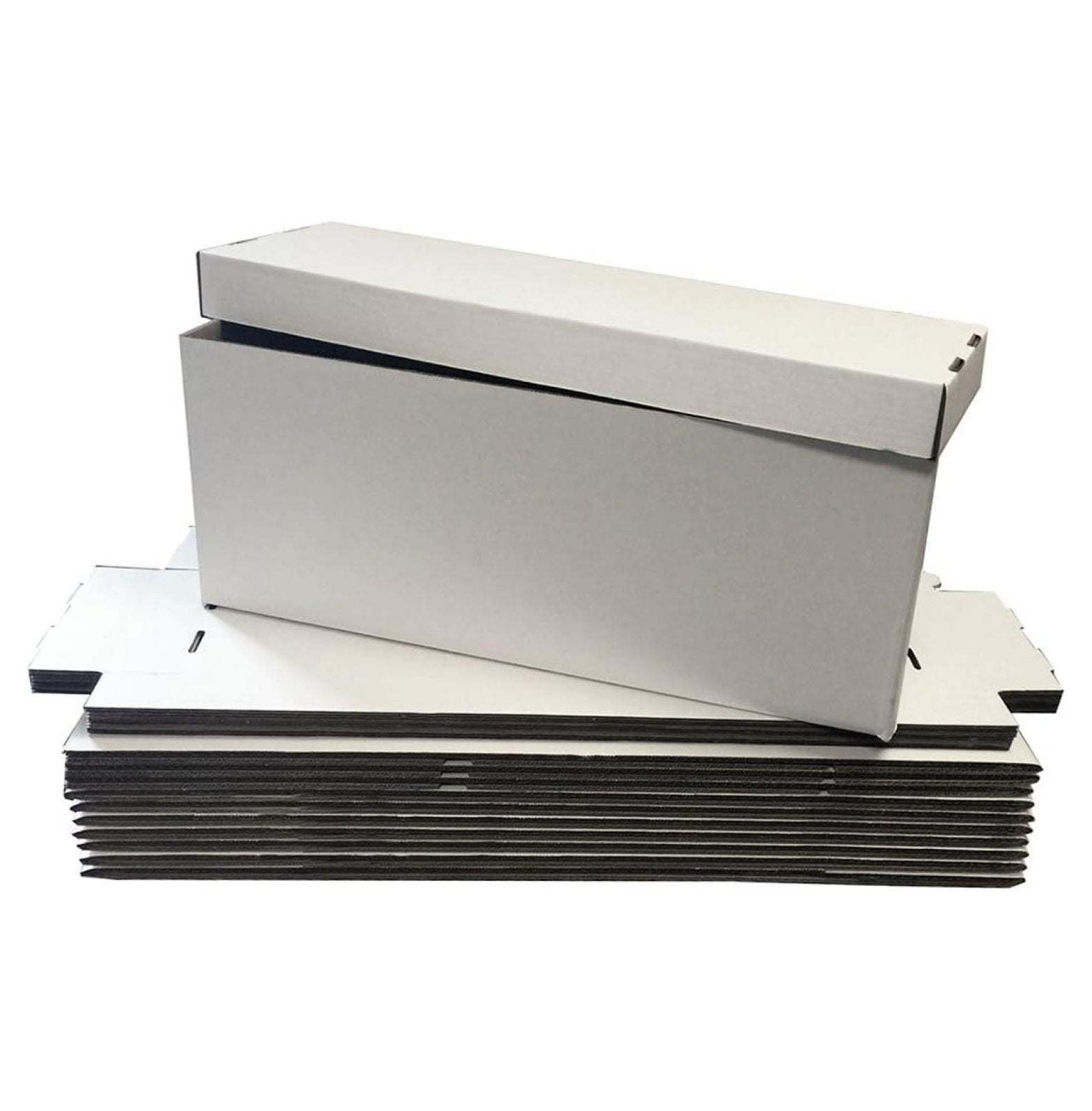 8ct Long Comic Book Storage Box - Durable White Corrugated Cardboard ...