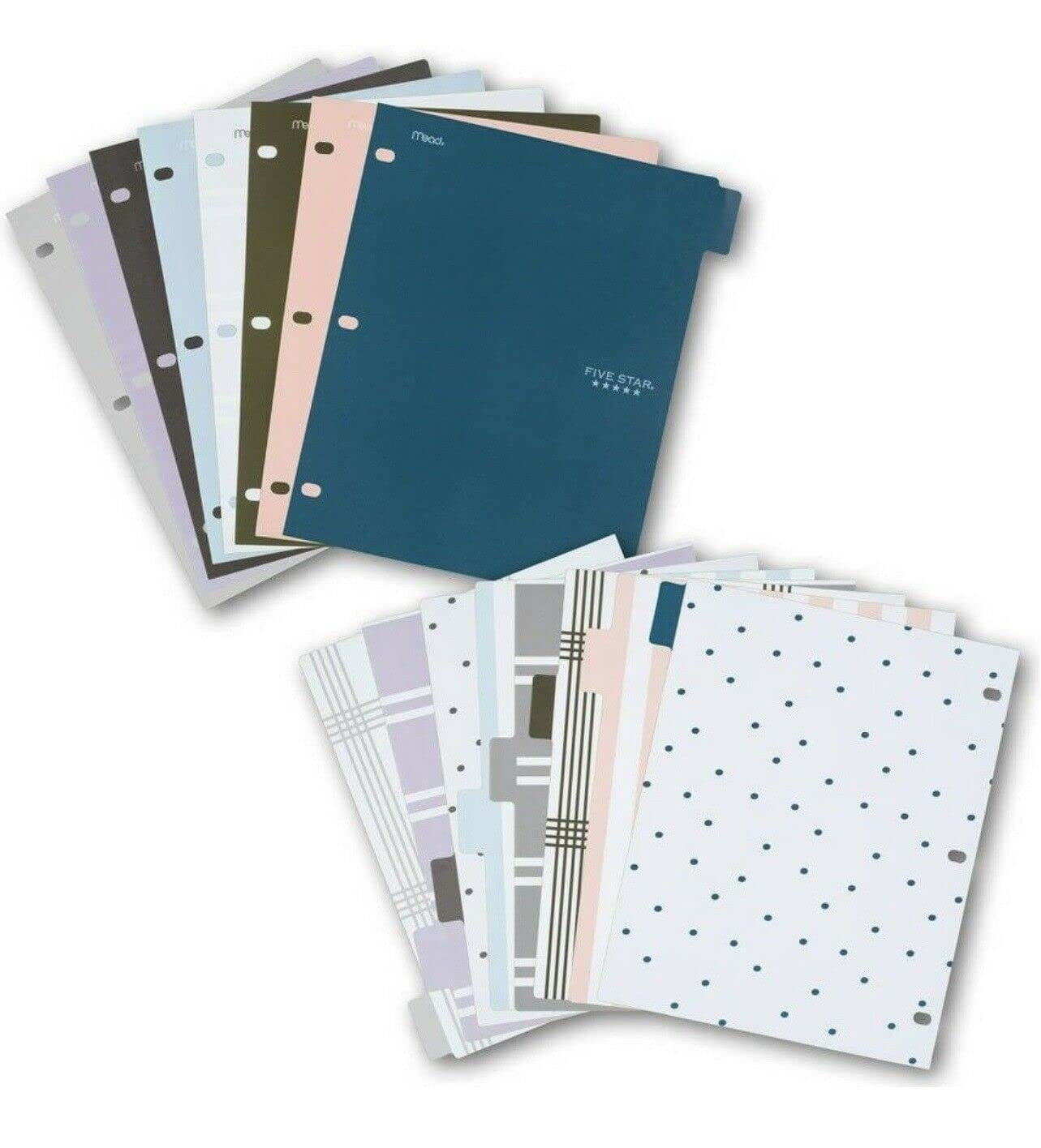 8ct Mead Five Star 3-Hole Punched Color Pop Reversible Tab Divider Set ...