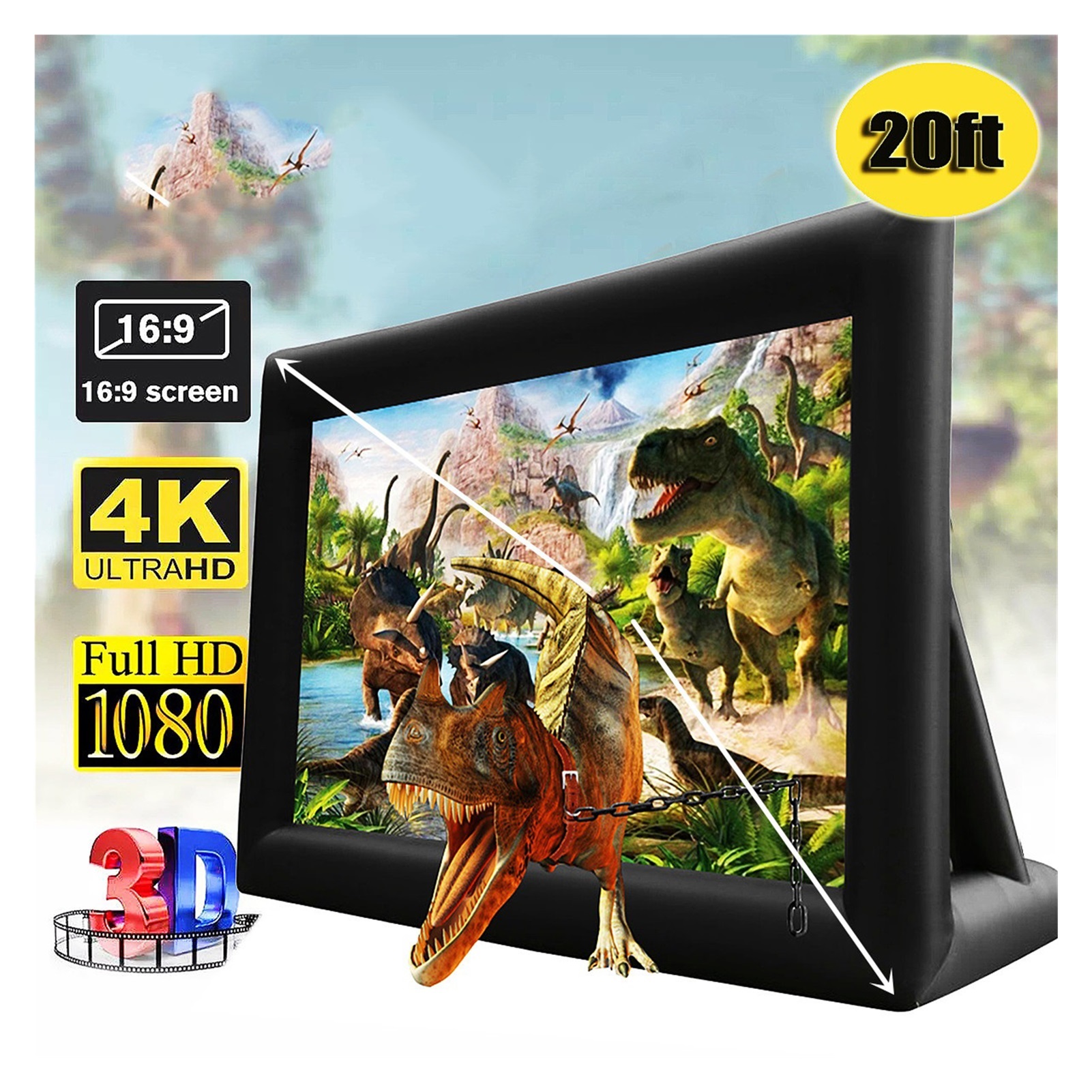 8ft 10ft 20ft Inflatable Outdoor Projector Movies Screen With Quiet Fan ...