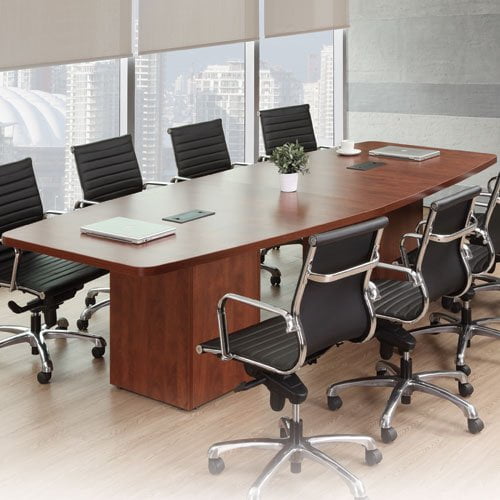 8ft - 26ft Modern Boat Shaped Conference Room Table with Cube Bases ...