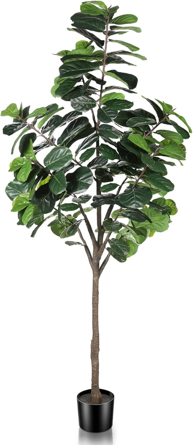 8ft(96in) Fiddle Leaf Fig Tree Artificial - Tall Faux Fiddle Leaf Fig ...