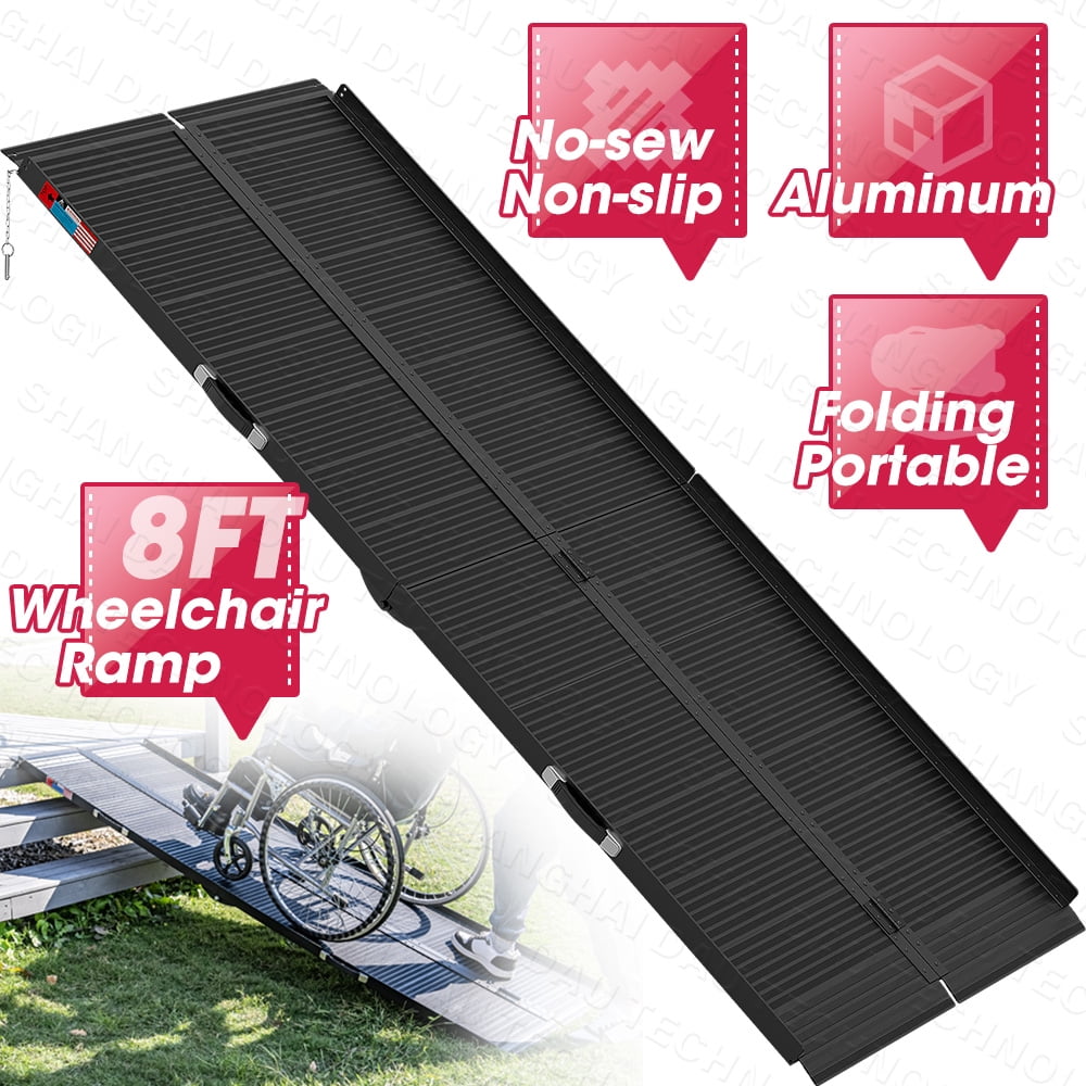 8ft Aluminum Multi-Folding Wheelchair Scooter Mobility Ramp Portable ...