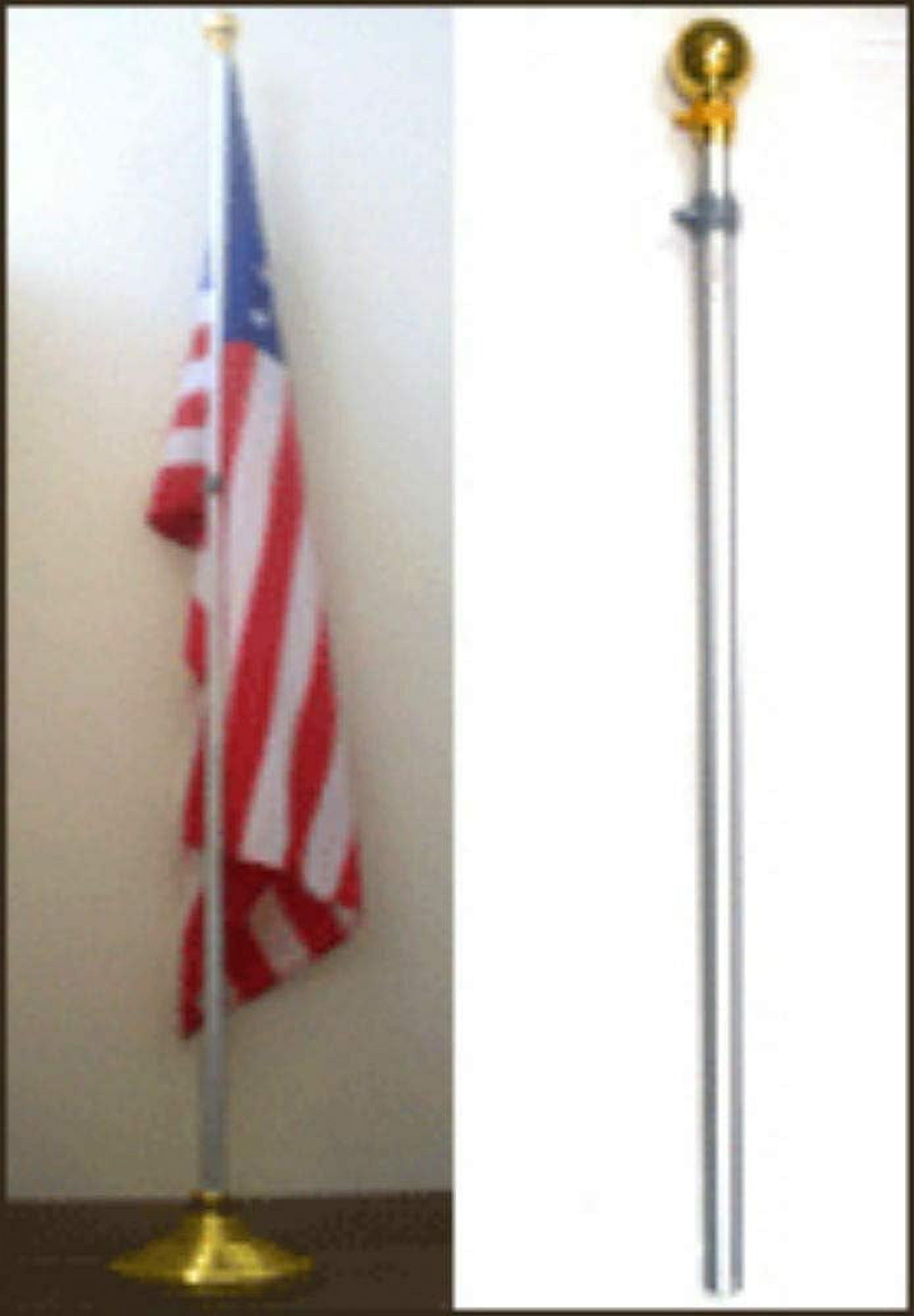 8ft Aluminum Residential Indoor Flag Pole Festivus Pole Gold Topper ...