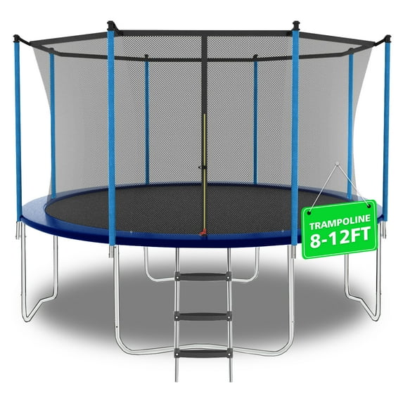 8ft Blue Outdoor Toddler Trampoline with Enclosure Safety Net Jumping ...