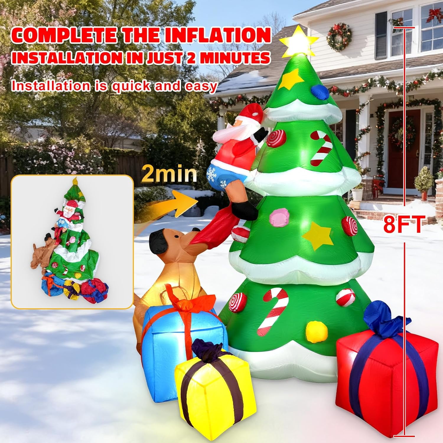 8ft Christmas Inflatable Outdoor Decorations, Blow up Christmas Tree ...