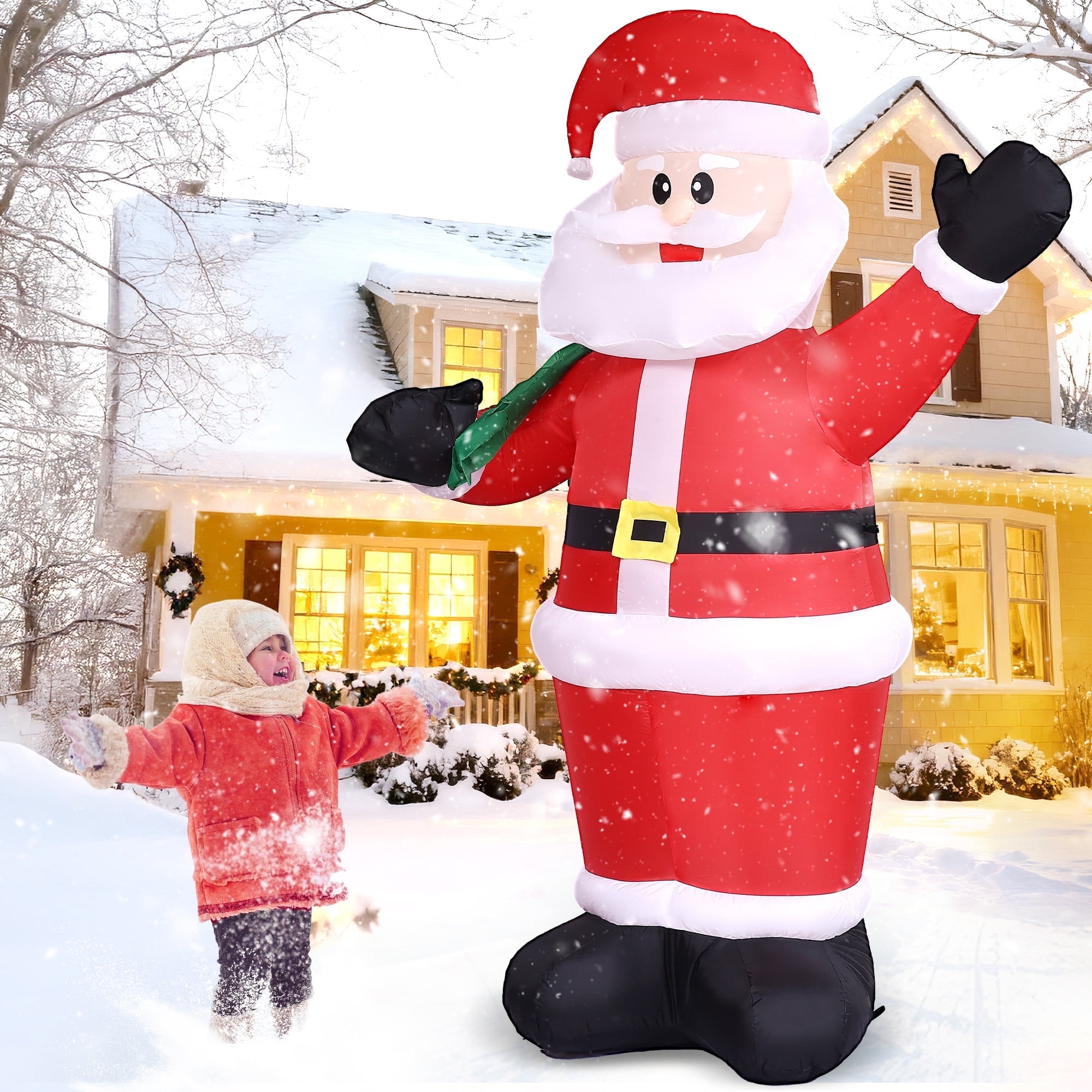 10ft LED Christmas Inflatable with Santa, Snowman & Penguin for Outdoor ...