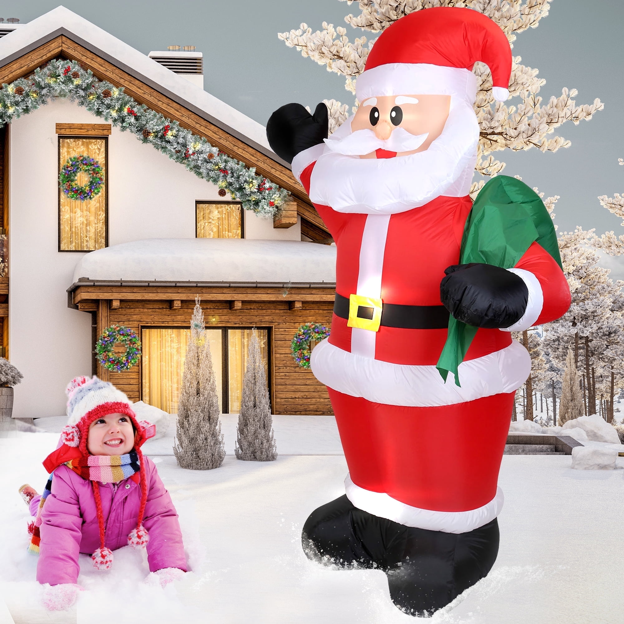 10ft LED Christmas Inflatable with Santa, Snowman & Penguin for Outdoor ...
