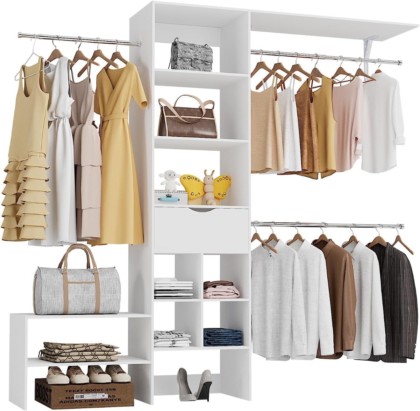 8ft Closet System with Drawers, 99 Inches Walk in Closet Organizer ...