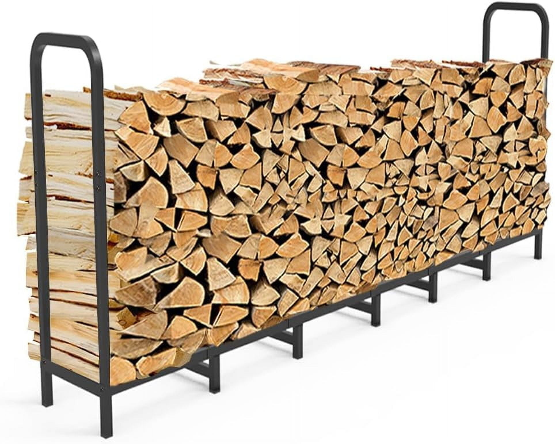 8ft Firewood Rack Holder, Adjustable Heavy Duty Fire Log Stacker Stand ...