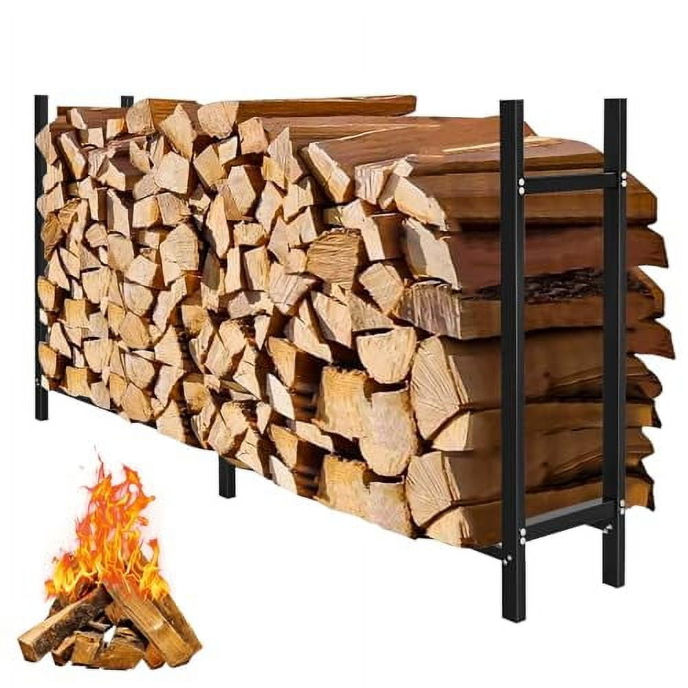 8ft Firewood Rack Holder Outdoor Heavy Duty Fire Log Stand Stacker for ...