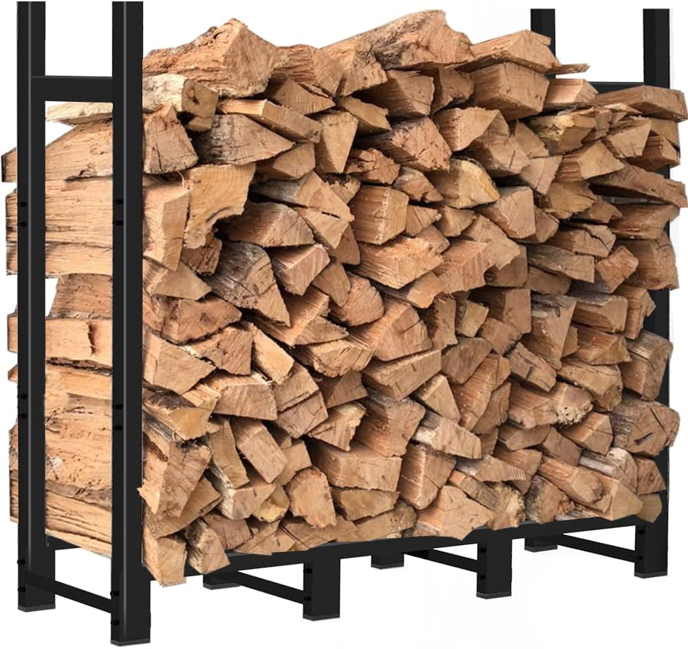 8ft Firewood Rack Outdoor Adjustable Heavy Duty Wood Rack Fire Wood ...