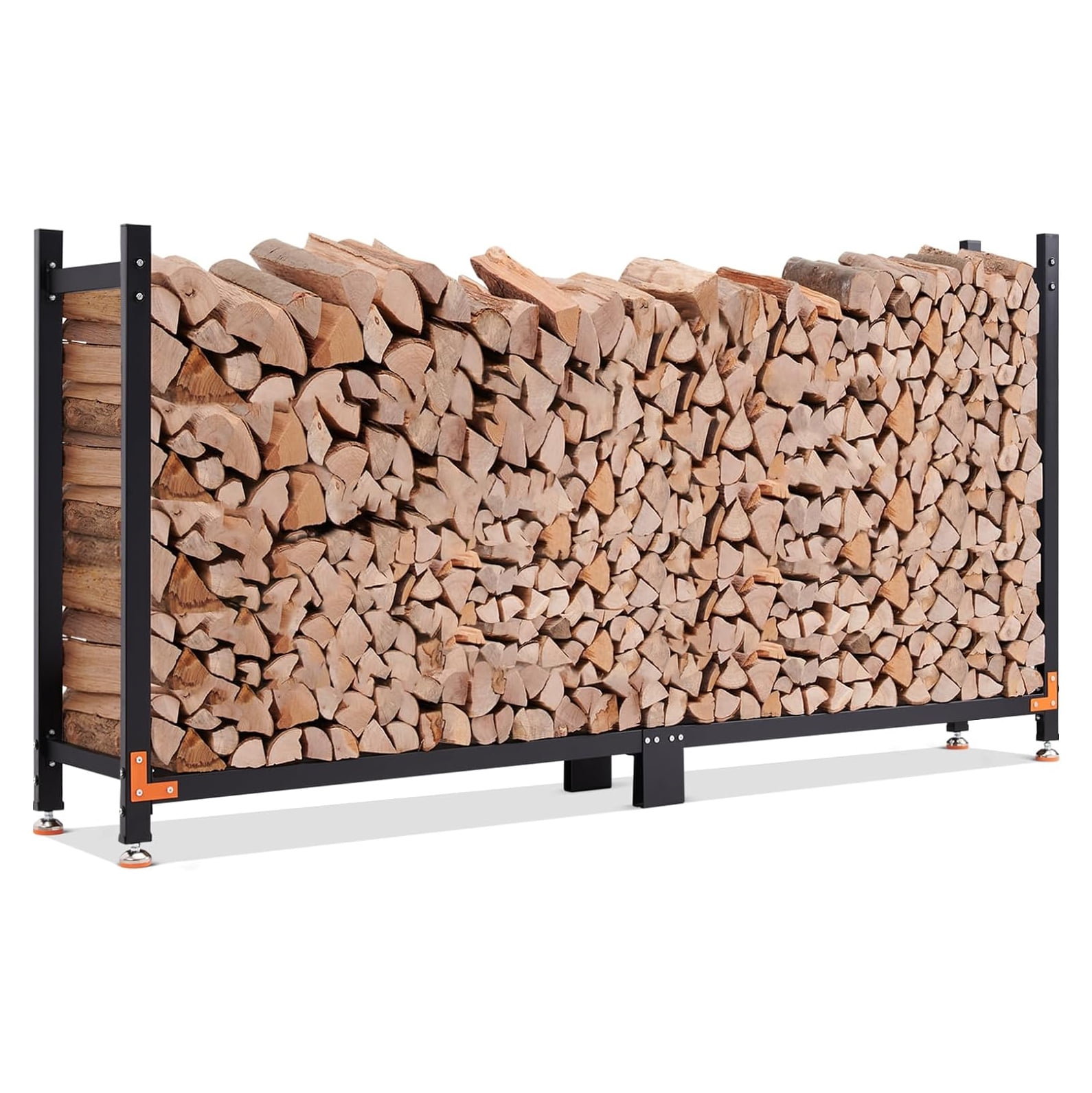 8ft Firewood Rack Outdoor, Heavy Duty Wood Rack with 4 Reinforced Metal ...