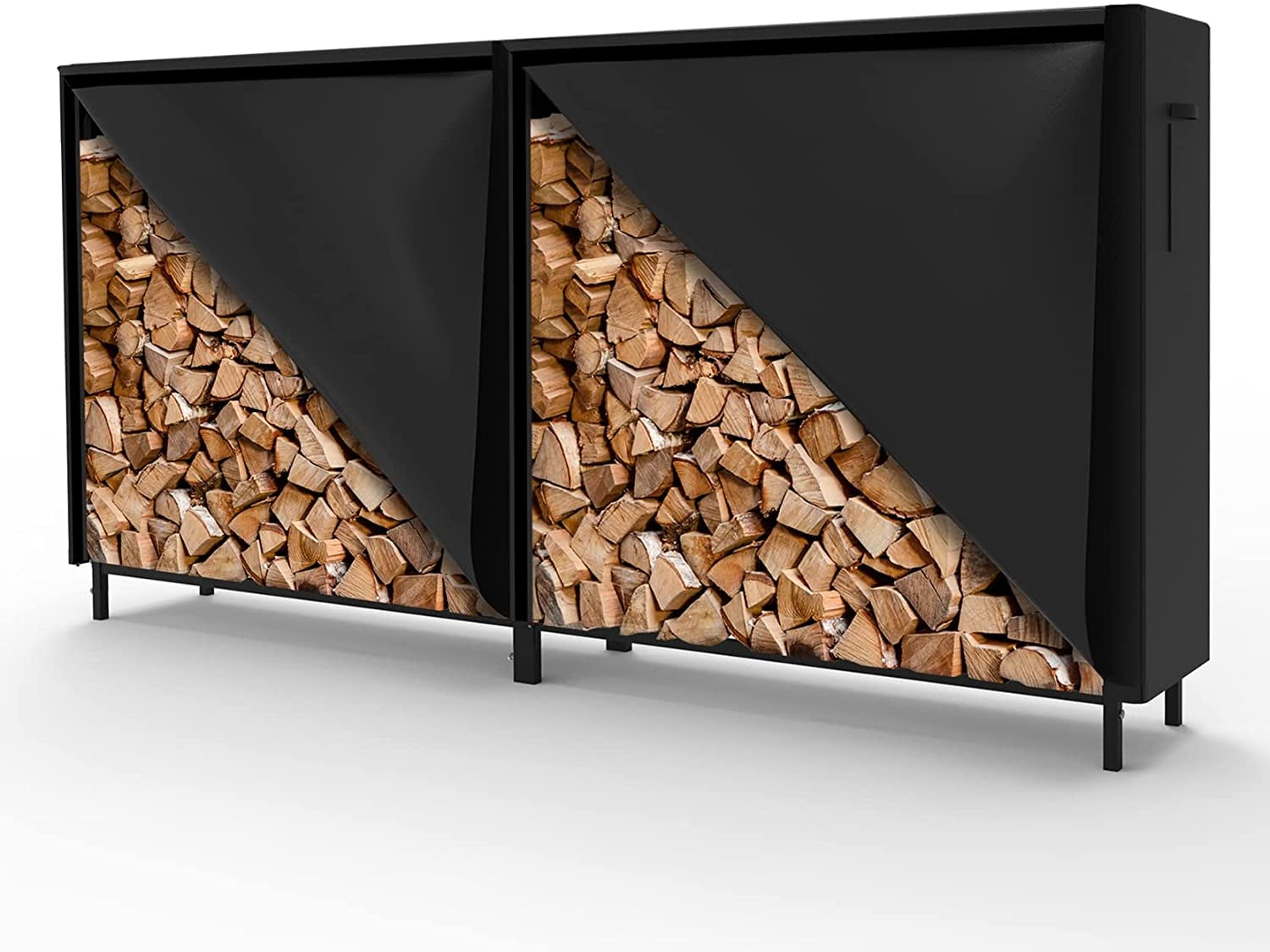 8ft Firewood Rack with Cover, Heavy Duty Firewood Rack With Weather ...