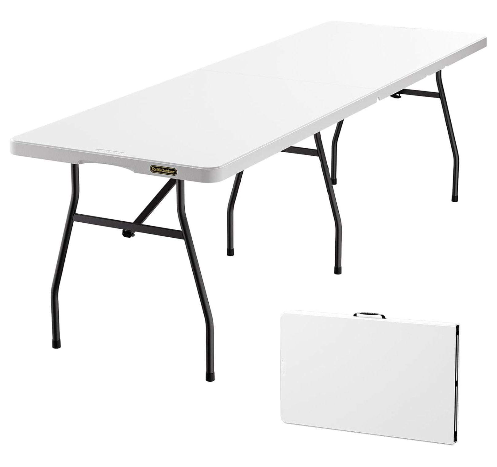 8ft Folding Table - 500 LBS Heavy Duty Plastic Table - Foldable Table w ...
