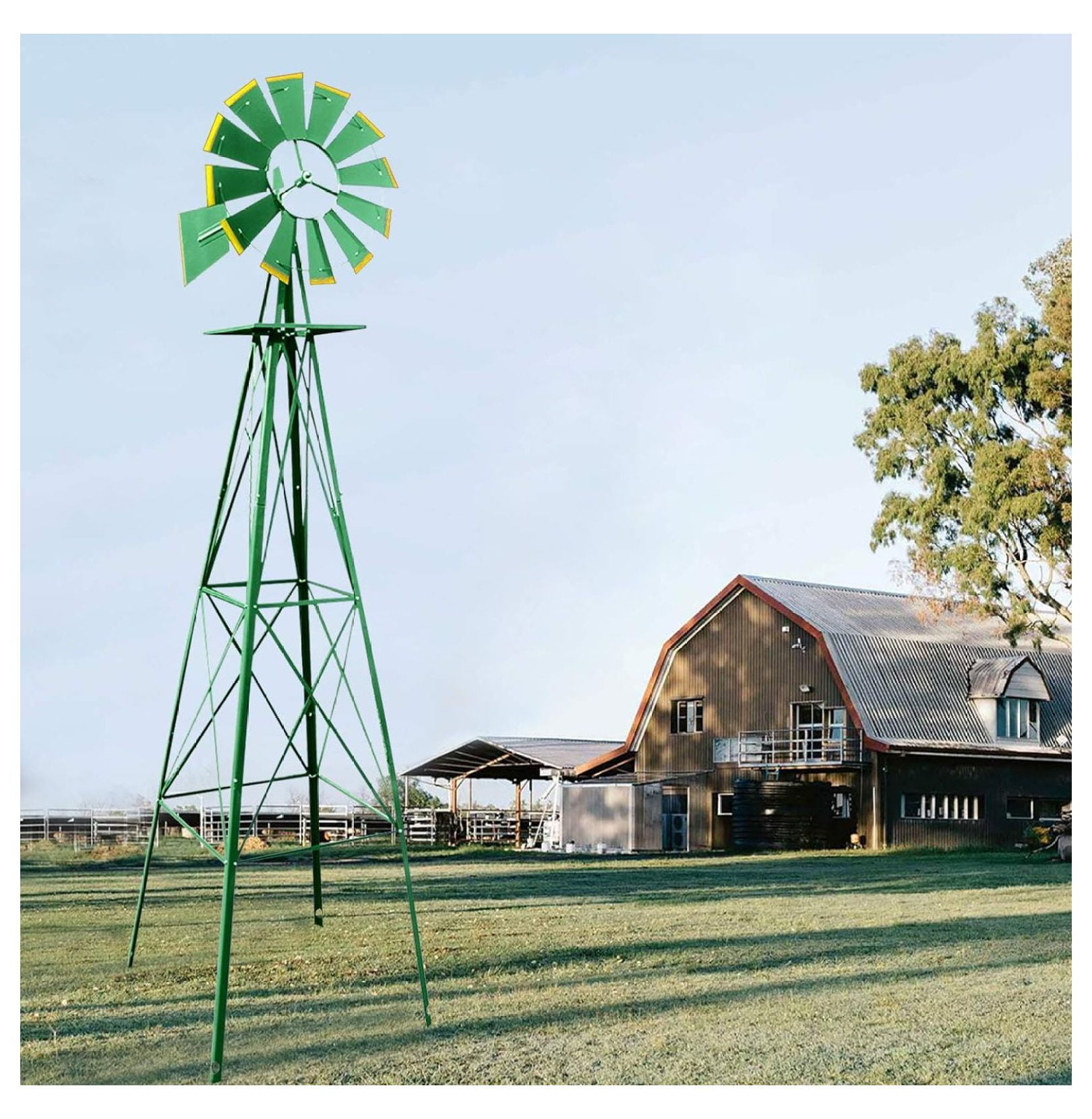 8ft Garden Windmill, Heavy Duty Durable Metal Weather Vane for Backyard ...