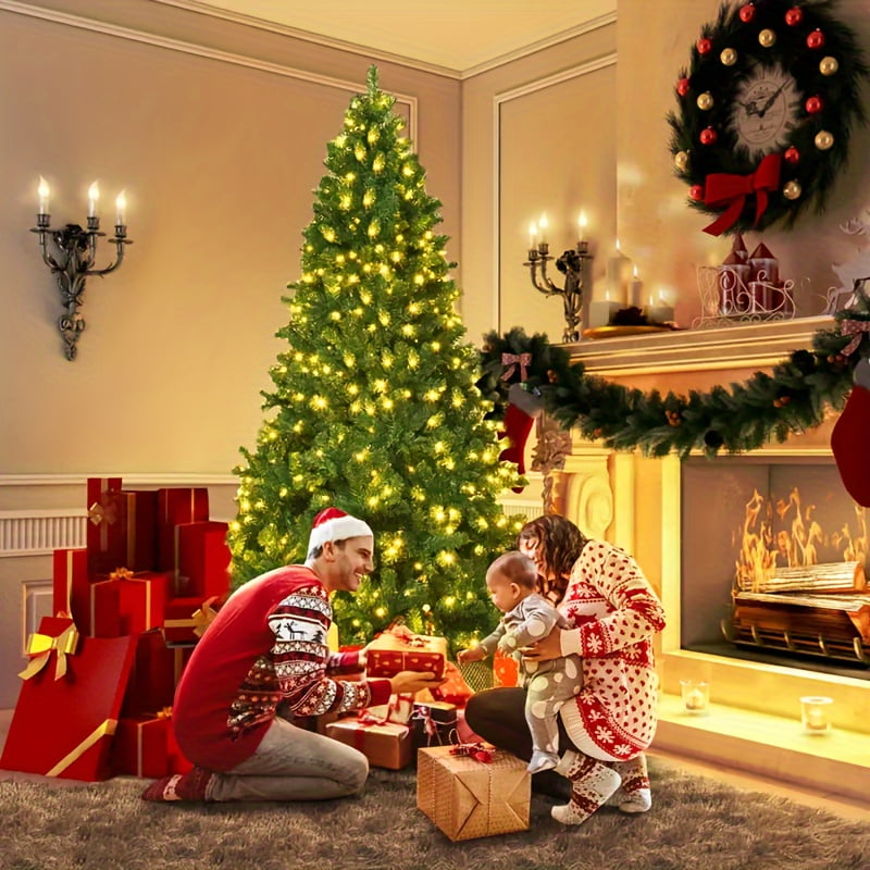 8ft Green Artificial Christmas Tree - 1346 Branch Tips, Foldable Metal ...