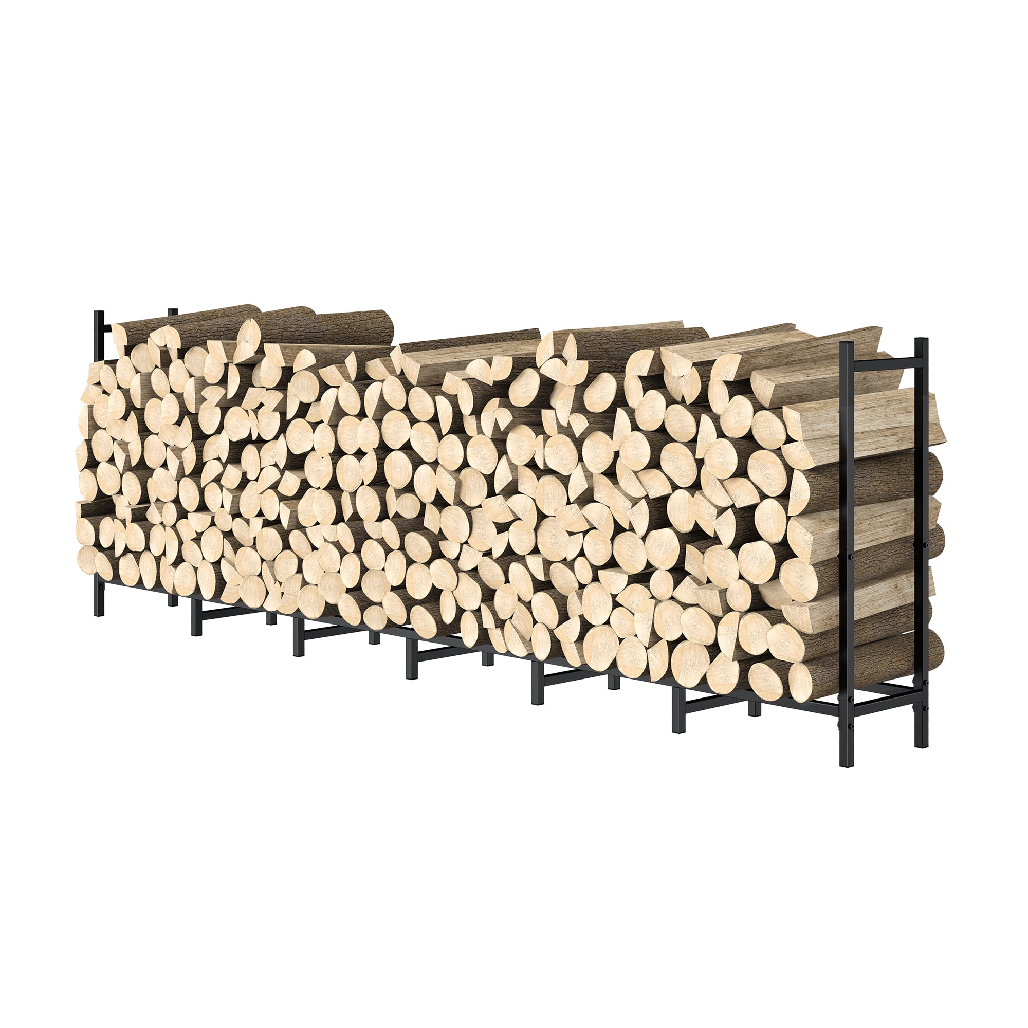 Walmart 8ft Heavy Duty Firewood Rack, Outdoor Wood Metal Log Storage ...
