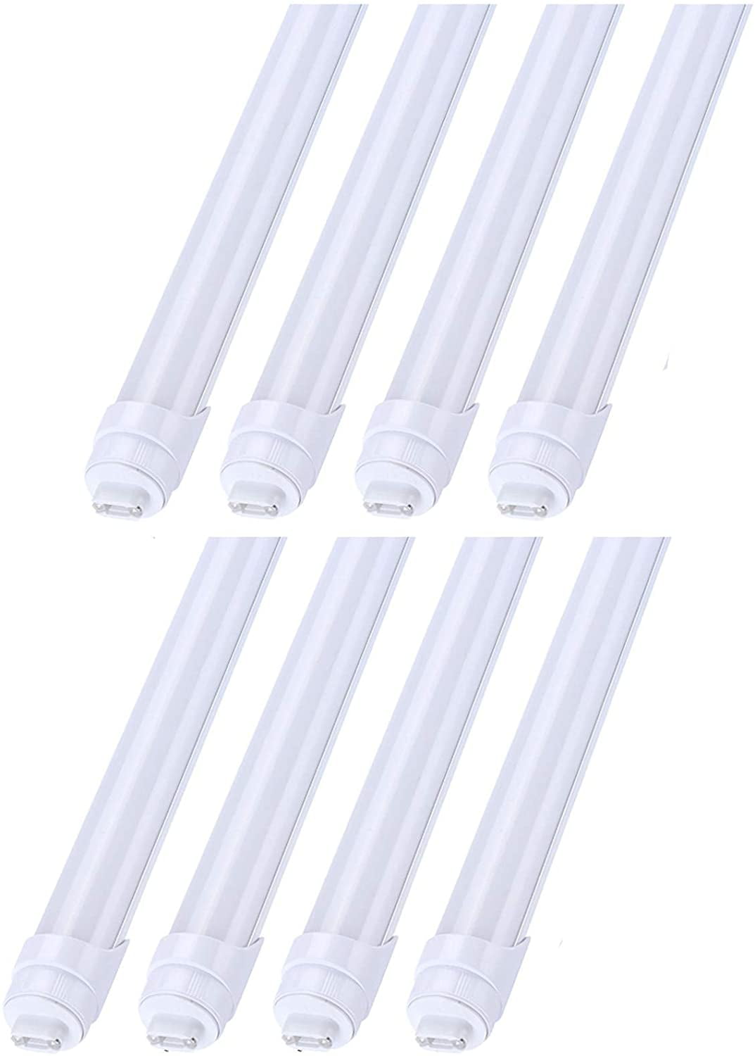 8ft Led Light Tube Ho R17d Frosted 6000k 45W T8 Dual-End Power 8Pack ...