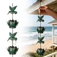 8ft Metal Rain Chain, Green Lotus and Hummingbird Design, Decorative ...