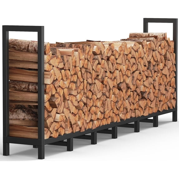 8ft Outdoor Firewood Rack Holder with 14 Support Legs for Fire Wood ...