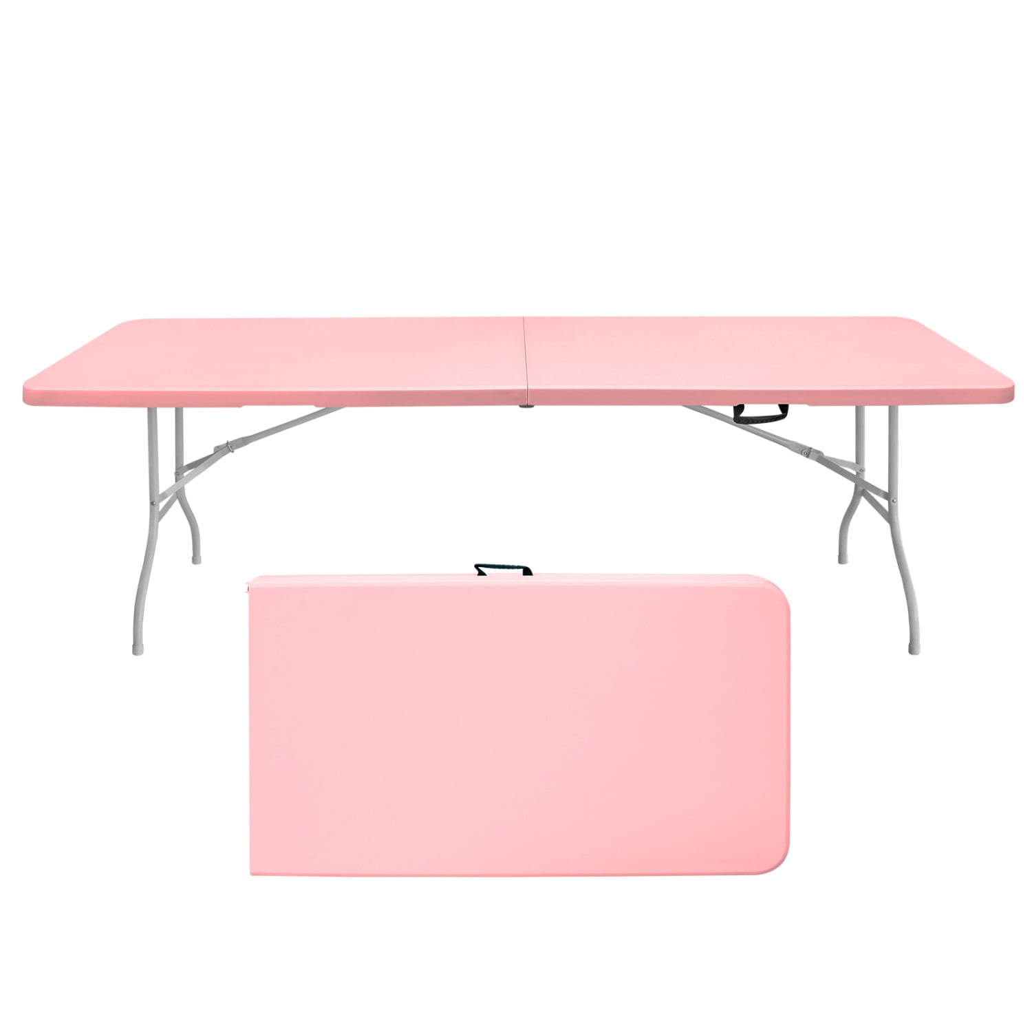8ft Pink Folding Table Portable Plastic Table for Camping Picnics ...
