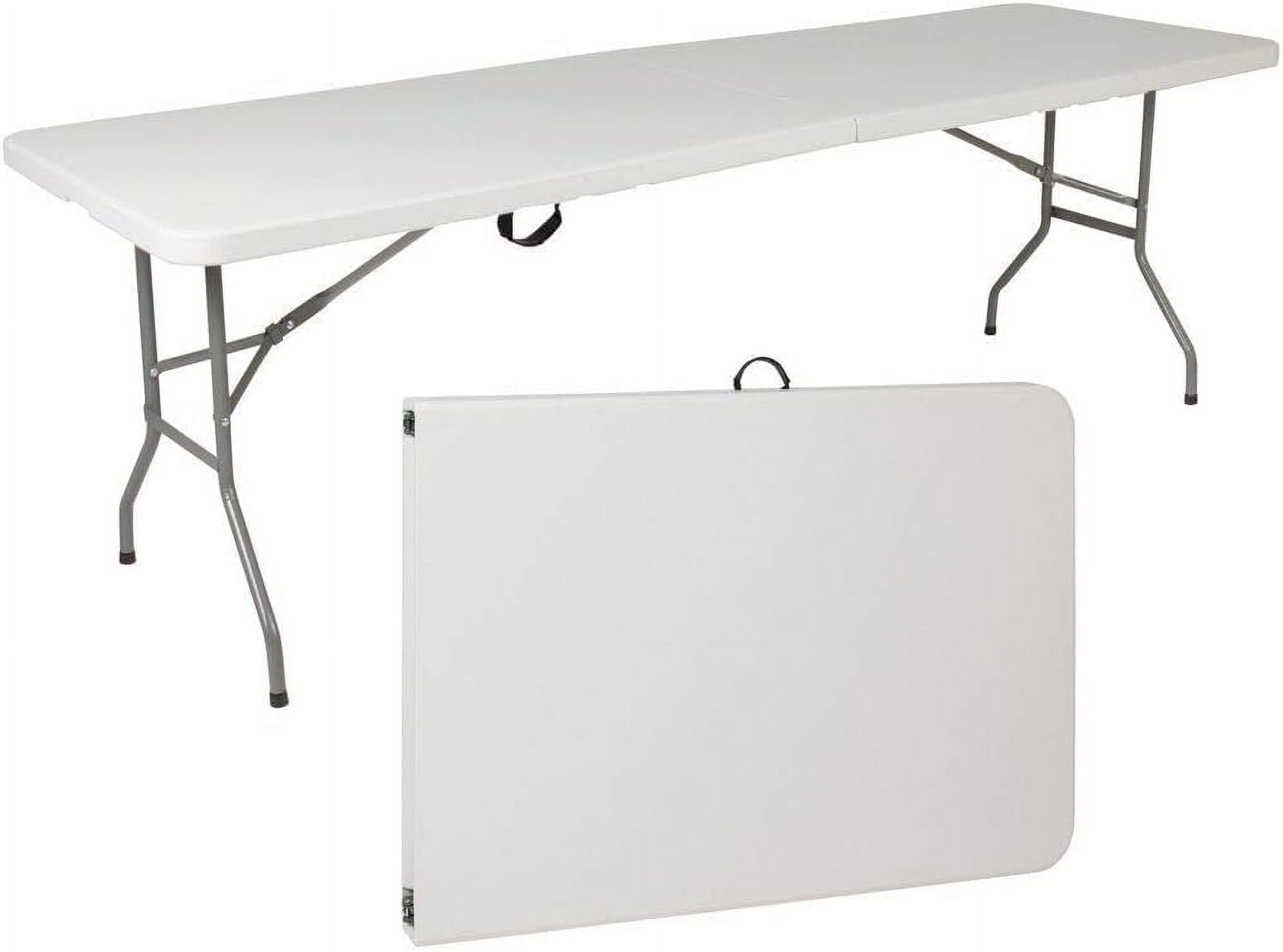 8ft Plastic Folding Table, Fold-in-Half Portable Utility Table Heavy ...