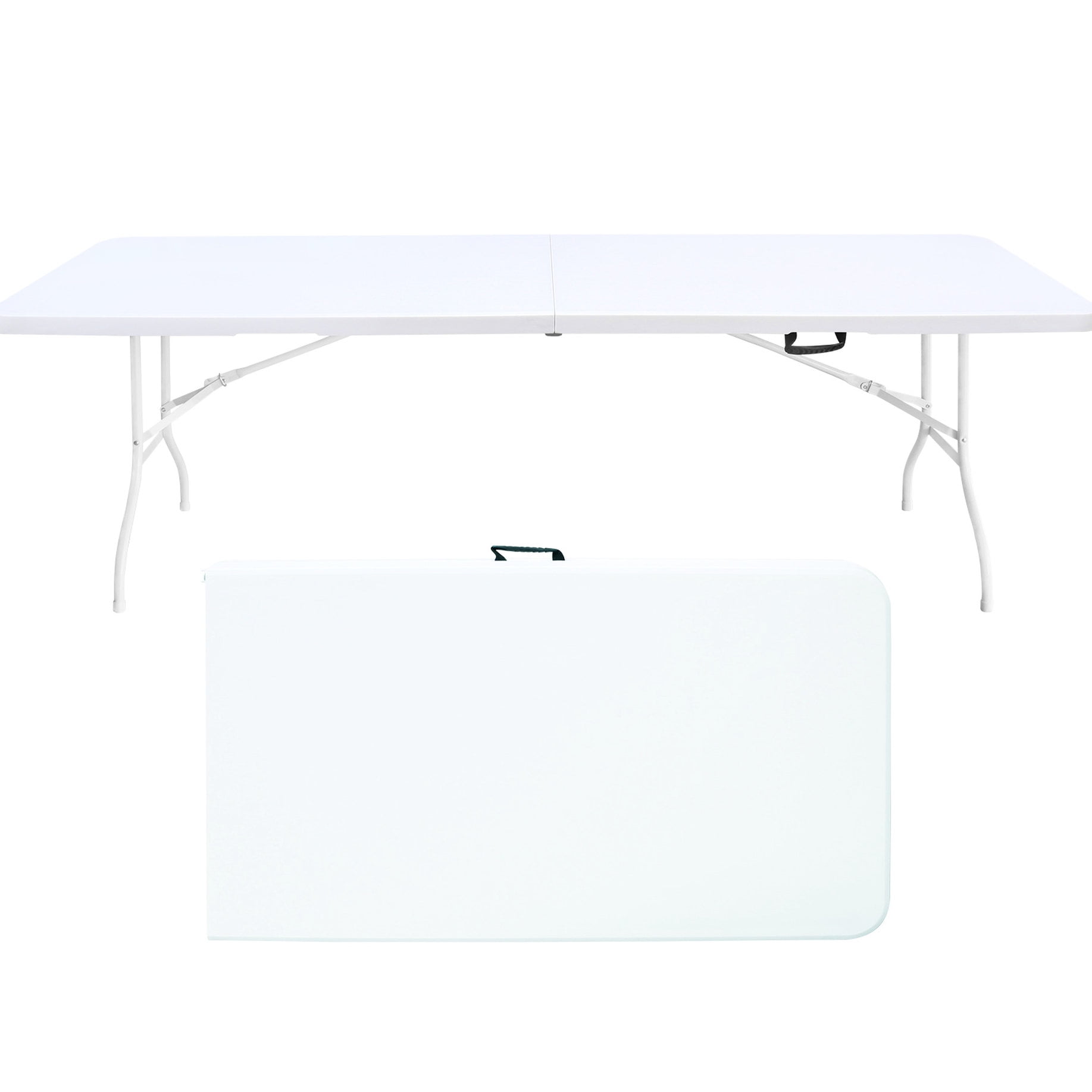 8ft Portable Plastic Table - Sturdy with Powder-coated Steel Legs ...