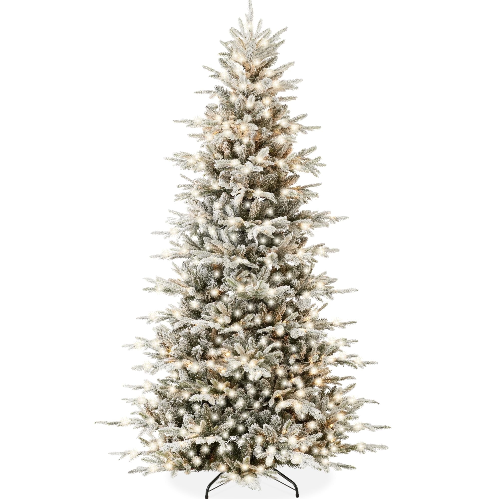 8ft Pre-Lit Artificial Aspen Christmas Tree, Premium Flocked Noble ...