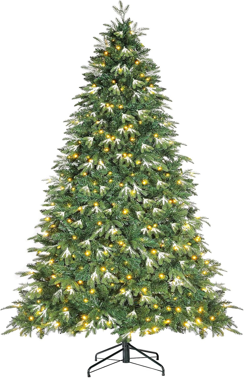 8ft Prelit Christmas Tree, Ice Crystal Spruce Artificial Holiday Xmas Tree w/1315 Mixed PE&PVC ...