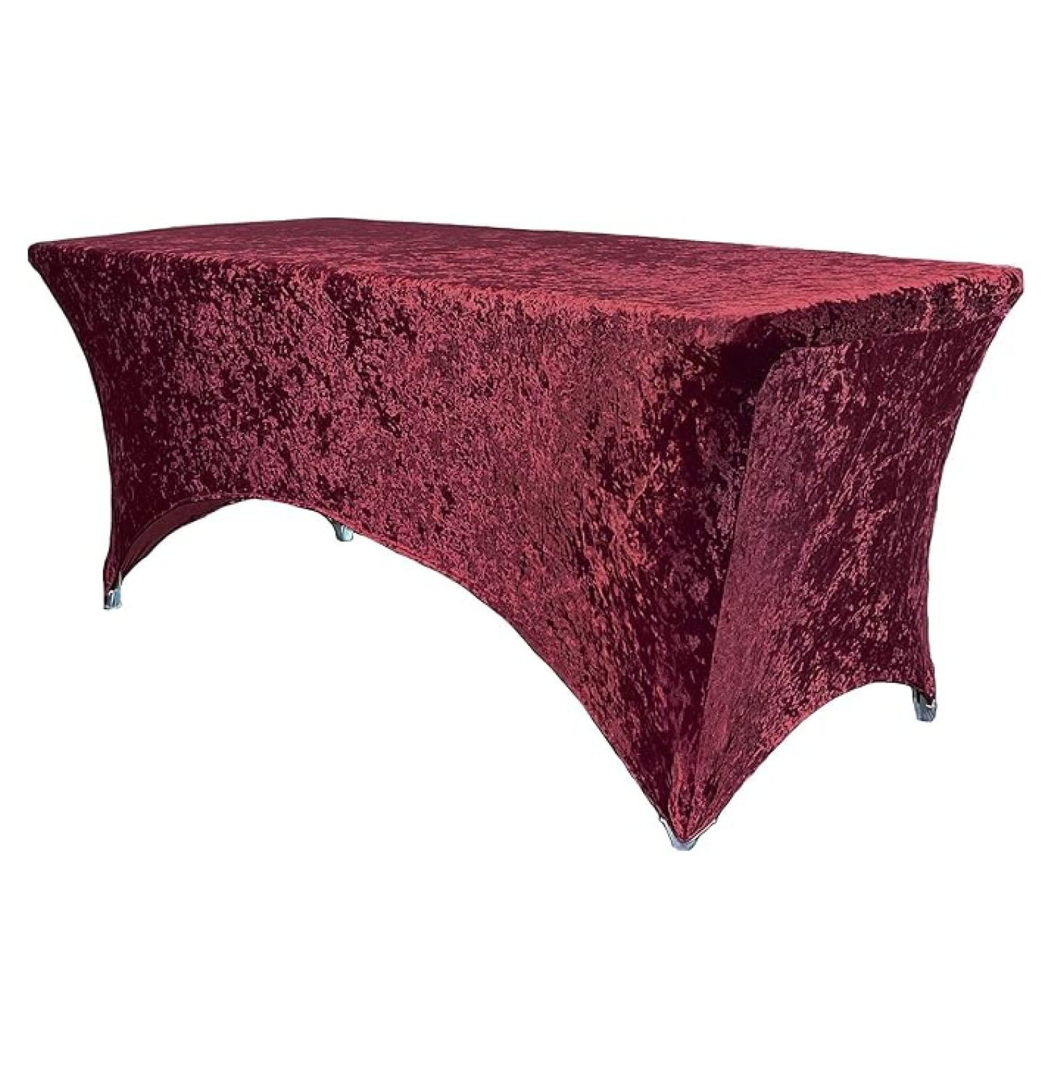 8ft Rectangular Spandex Tablecloth - Burgundy Stretch Fitted Table ...