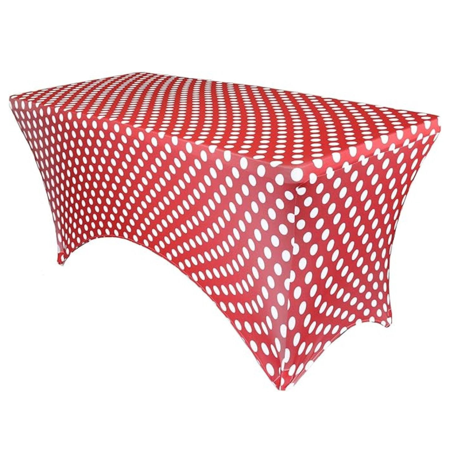 - 8ft Red Polka Dot Rectangular Spandex Table Covers Fitted Tablecloth ...