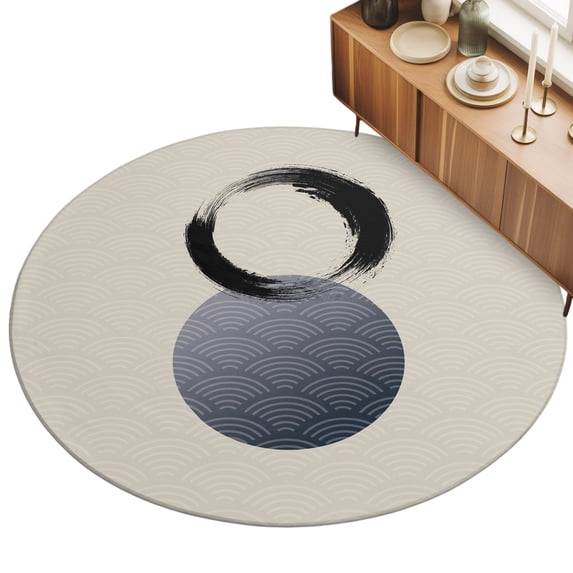 8ft Round Rug Abstract Art Sun Area Rugs for Living Room Bedroom ...