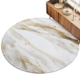 8ft Round Rug Abstract White Gold Area Rugs for Living Room Bedroom ...