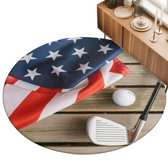 8ft Round Rug American Flag Golf Area Rugs for Living Room Bedroom ...